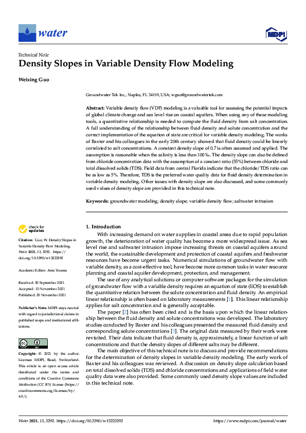 (PDF) Density Slopes in Variable Density Flow Modeling