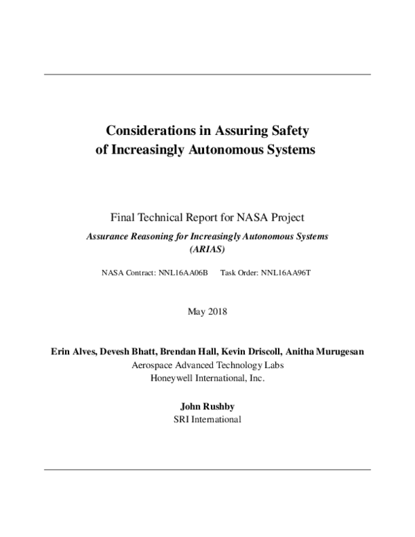 (PDF) Considerations in Assuring Safety of Increasingly Autonomous ...