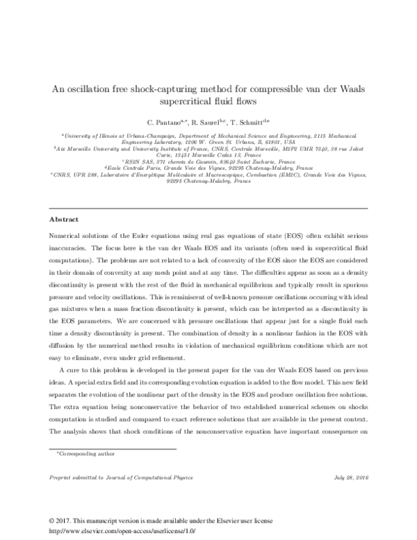 (PDF) An oscillation free shock-capturing method for compressible van ...