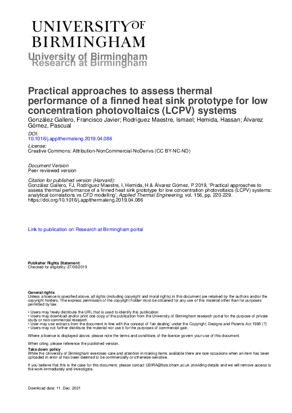 (PDF) University of Birmingham Practical approaches to assess thermal ...