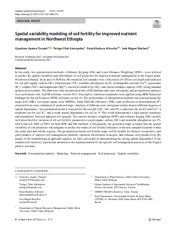 (PDF) Spatial variability modeling of soil fertility for improved nutrient management in ...