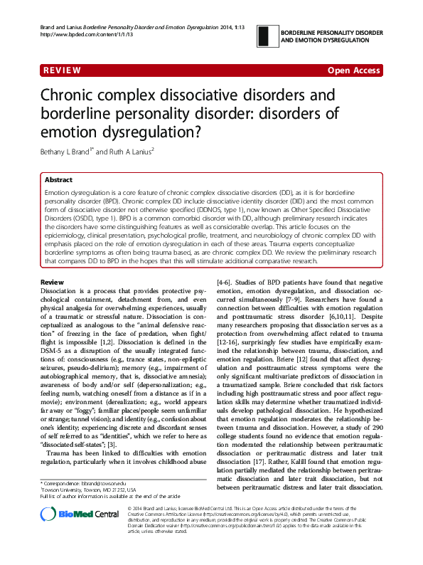 (PDF) Chronic complex dissociative disorders and borderline personality ...