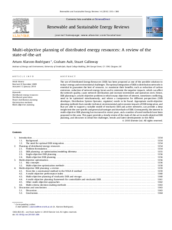 (PDF) Multi-objective planning of distributed energy resources: A review of the state-of-the-art