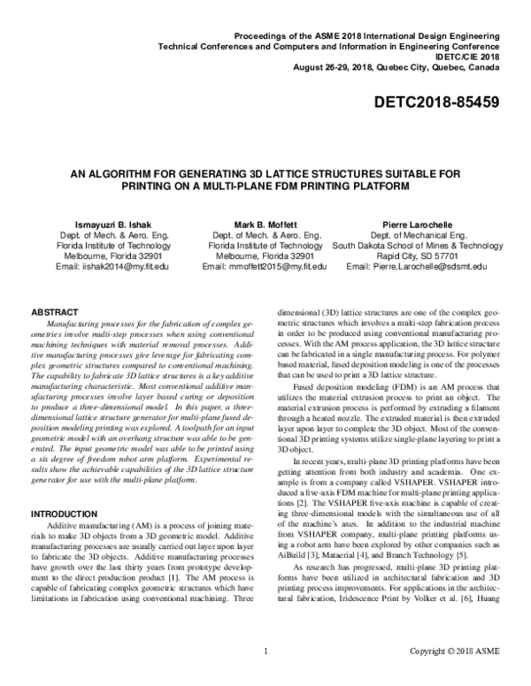 Pdf An Algorithm For Generating 3d Lattice Structures Suitable For
