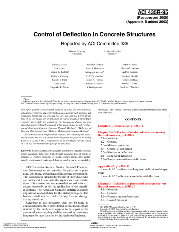(PDF) Control of Deflection in Concrete Structures
