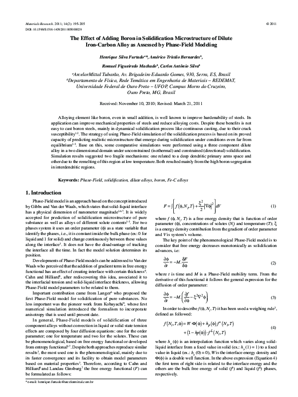 (PDF) The effect of adding boron in solidification microstructure of dilute iron-carbon alloy as ...