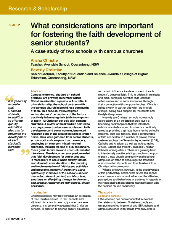(PDF) What Considerations Are Important for Fostering the Faith ...