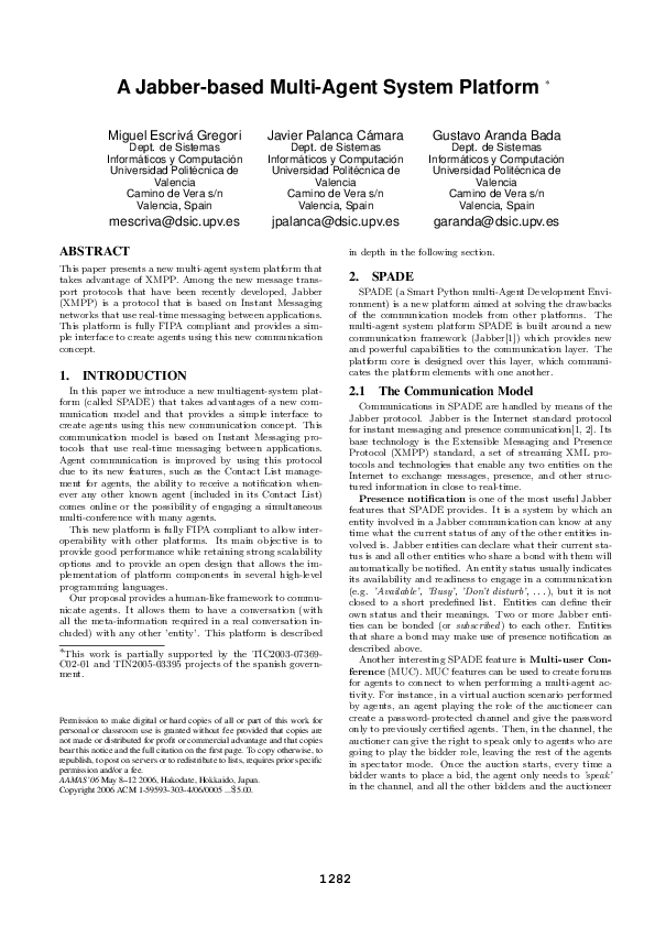 (PDF) A jabber-based multi-agent system platform