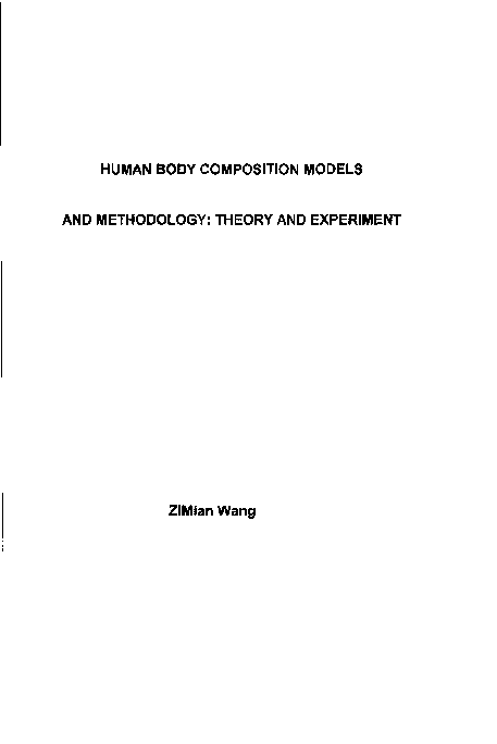 (PDF) Human Body Composition Models and Methodology: Theory and Experiment
