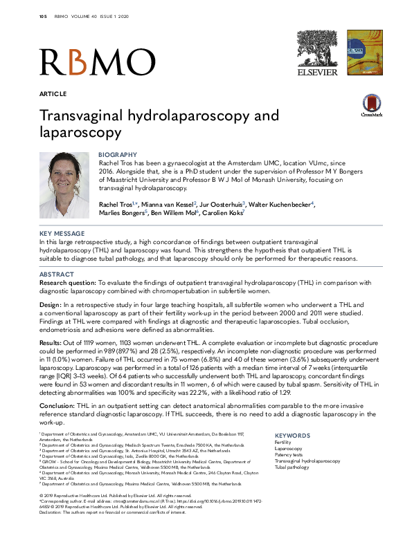 (PDF) Transvaginal hydrolaparoscopy and laparoscopy | Carolien Koks ...