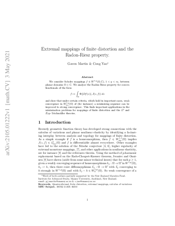 (PDF) Extremal mappings of finite distortion and the Radon-Riesz property
