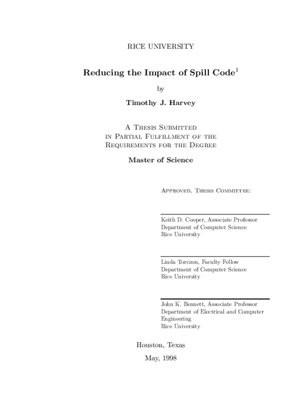 (PDF) Reducing the Impact of Spill Code