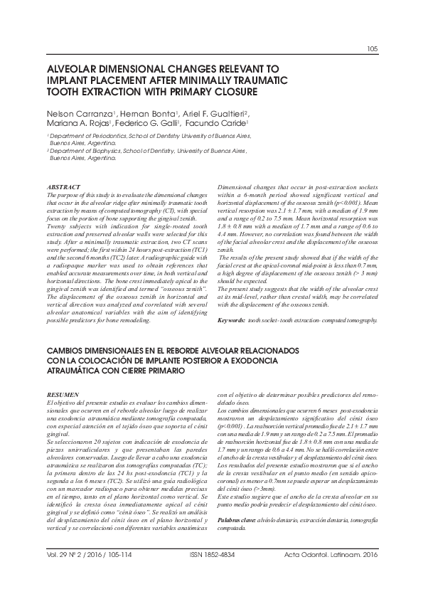 (PDF) Alveolar dimensional changes relevant to implant placement after ...