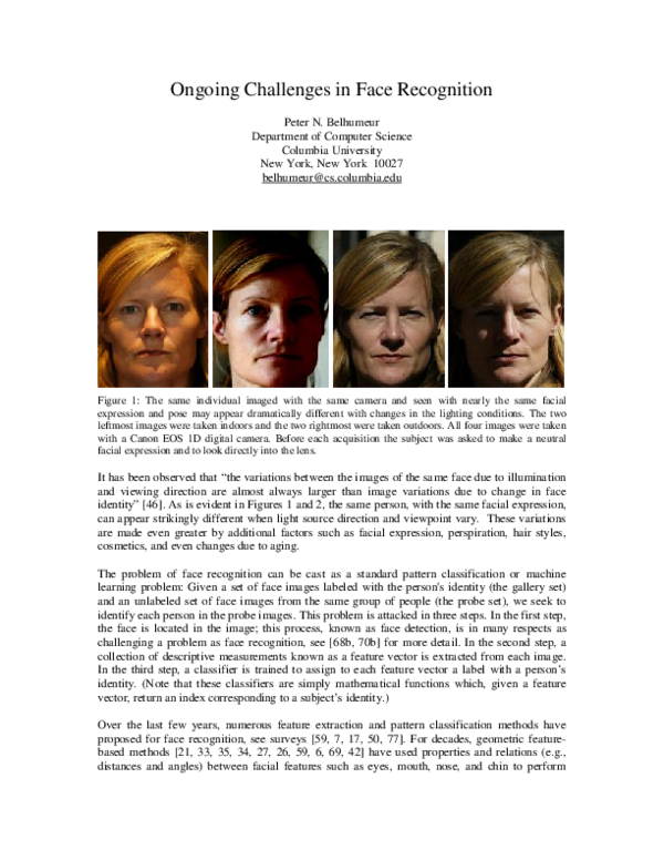 (PDF) Ongoing Challenges in Face Recognition
