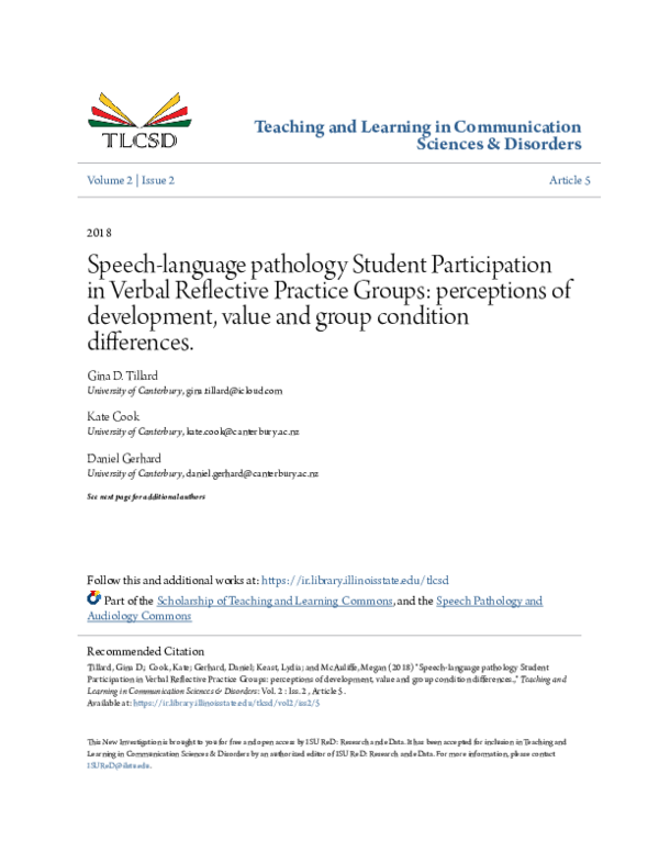 (PDF) Speech-language pathology Student Participation in Verbal ...