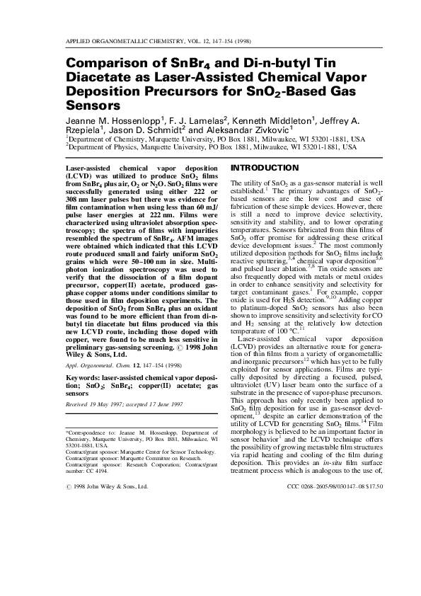 (PDF) Comparison of SnBr4 and di‐n‐butyl tin diacetate as laser ...