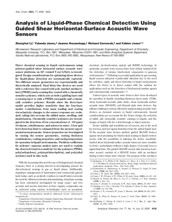 (PDF) Analysis of Liquid-Phase Chemical Detection Using Guided Shear ...