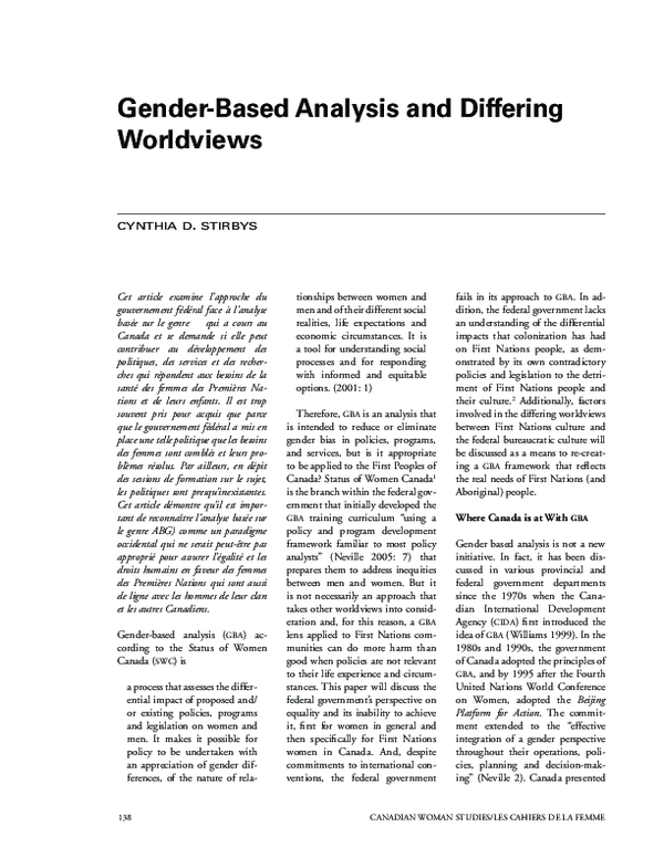 (PDF) Gender-Based Analysis and Differing Worldviews