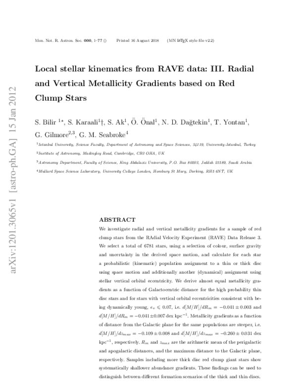 (PDF) Local stellar kinematics from RAVE data - III. Radial and ...