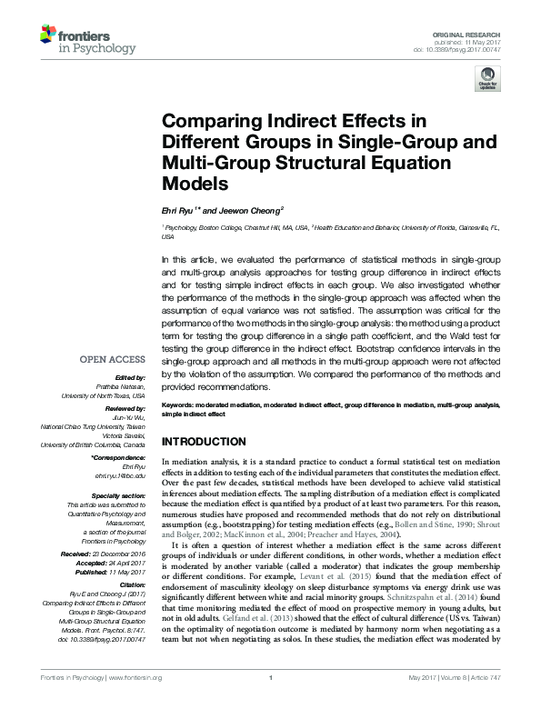 (PDF) Comparing Indirect Effects in Different Groups in Single-Group and Multi-Group Structural ...
