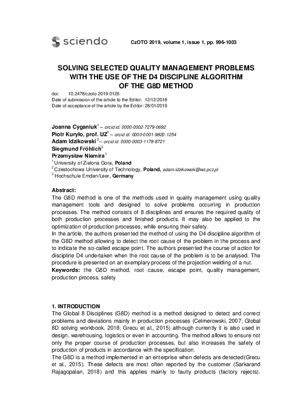 (PDF) Solving Selected Quality Management Problems with the Use of the ...