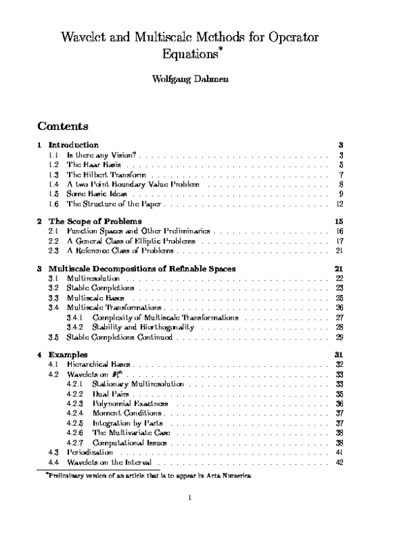 (PDF) Wavelet and multiscale methods for operator equations