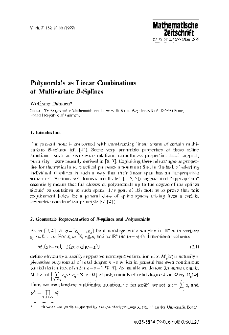 Pdf Polynomials As Linear Combinations Of Multivariateb Splines