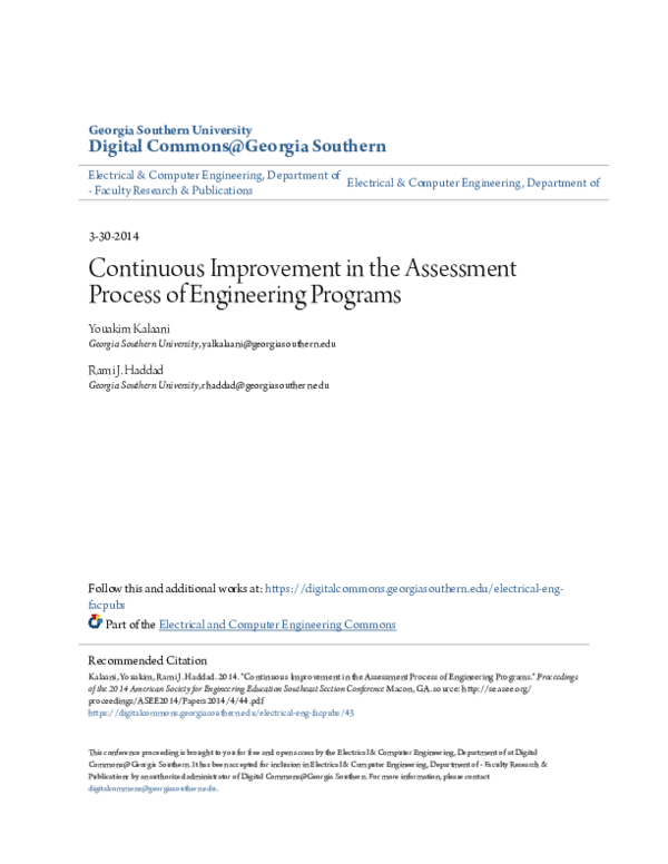 (PDF) Continuous Improvement in the Assessment Process of Engineering ...