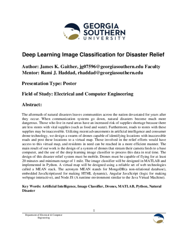 (PDF) Deep Learning Image Classification for Disaster Relief
