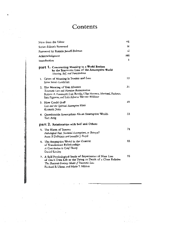 (PDF) The Assumptive World in the Context of Transference Relationships