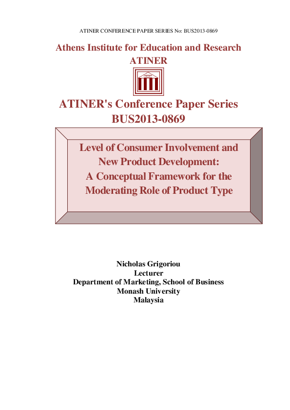 (PDF) Level of Consumer Involvement and New Product Development: A ...
