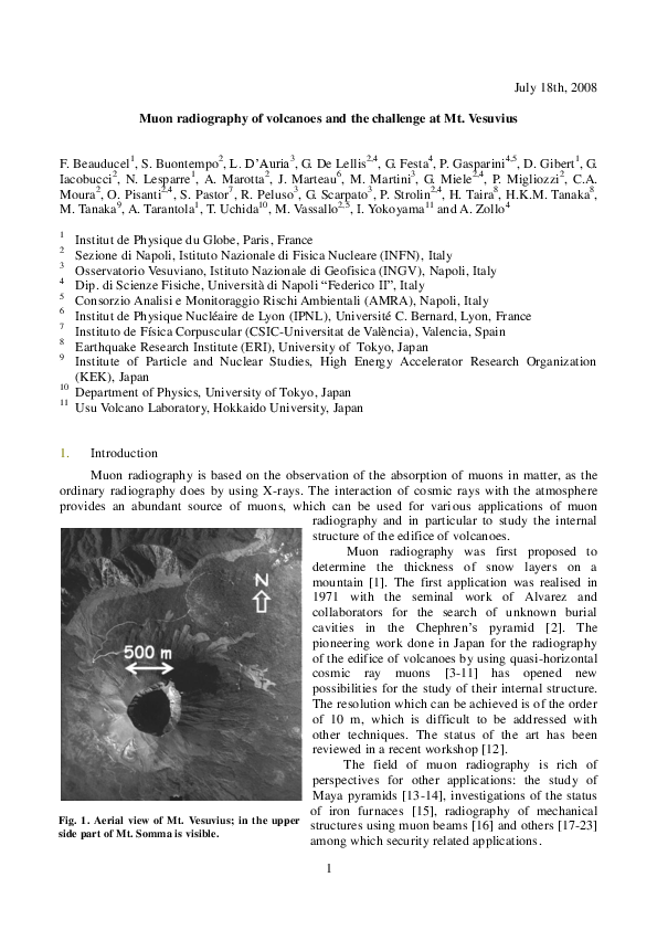 (PDF) Muon radiography of volcanoes and the challenge at Mt. Vesuvius
