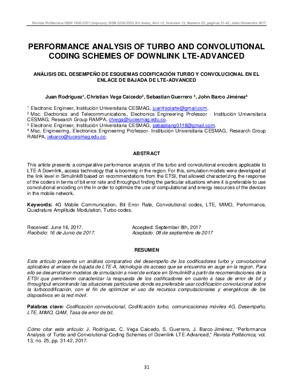 Pdf Performance Analysis Of Turbo And Convolutional Coding Schemes Of 7901