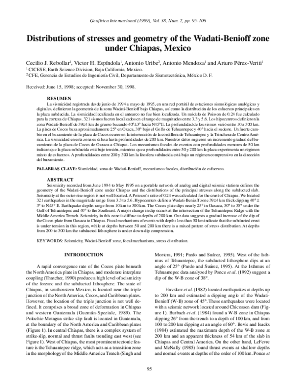(PDF) Distributions of Stresses and Geometry of the Wadati-Benioff Zone ...