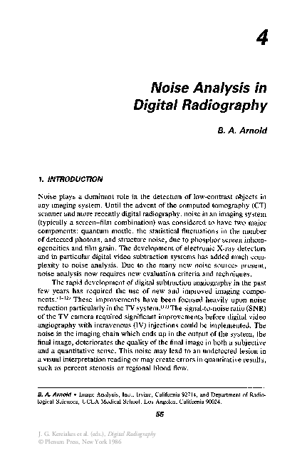 (PDF) Noise Analysis in Digital Radiography