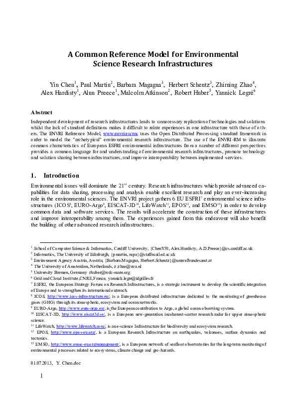 (PDF) A Common Reference Model for Environmental Science Research ...