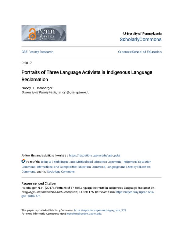 (PDF) Portraits of Three Language Activists in Indigenous Language ...