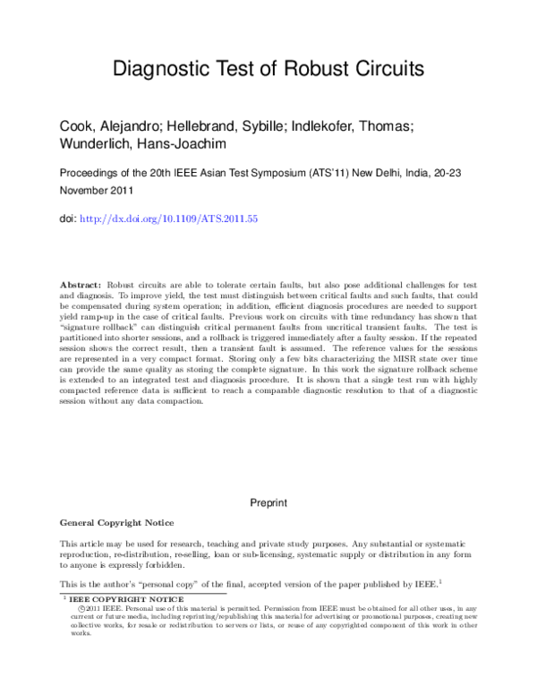 (PDF) Diagnostic Test of Robust Circuits