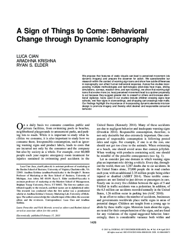 (PDF) A Sign of Things to Come: Increasing Desired Behavior Through ...