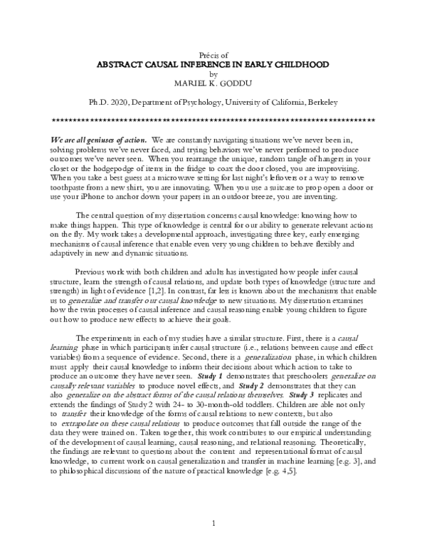 (PDF) Précis of Developmental Psychology Dissertation (UC Berkeley, 2020) - 'Abstract causal ...