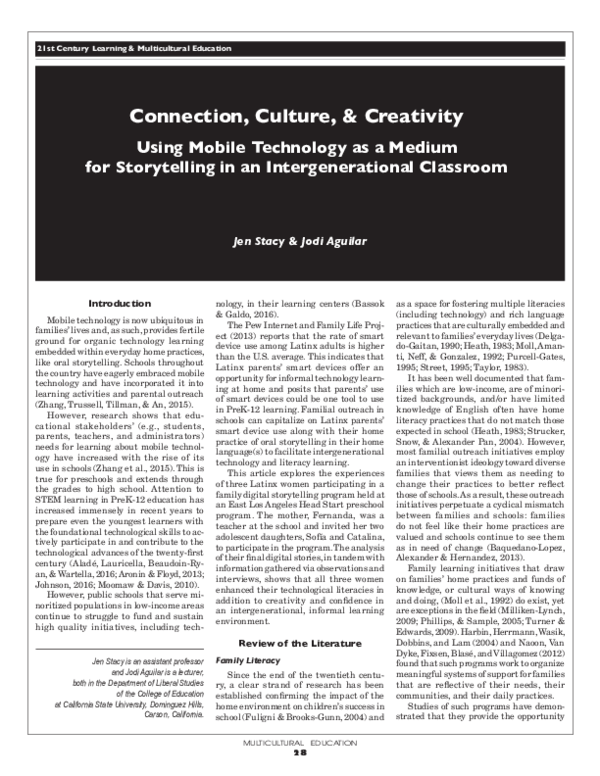 (PDF) Connection, Culture, & Creativity: Using Mobile Technology as a Medium for Storytelling in ...