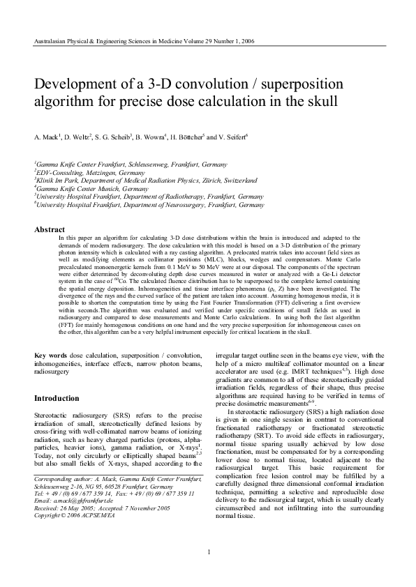 Pdf Development Of A 3 D Convolution Superposition Algorithm For