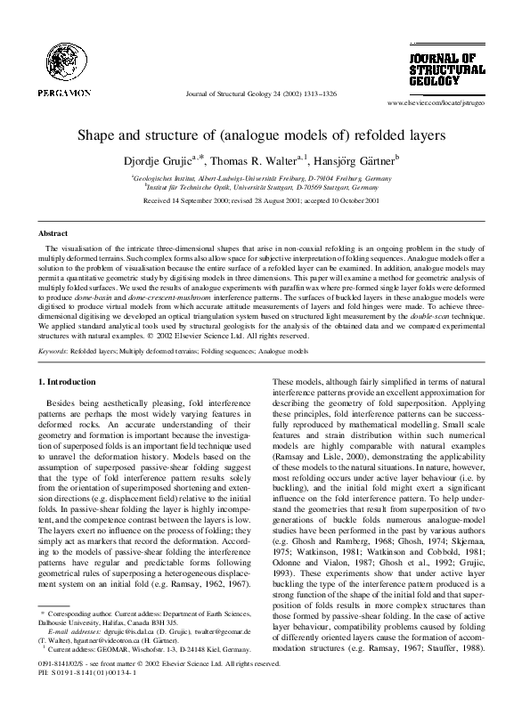 (PDF) Shape and structure of (analogue models of) refolded layers