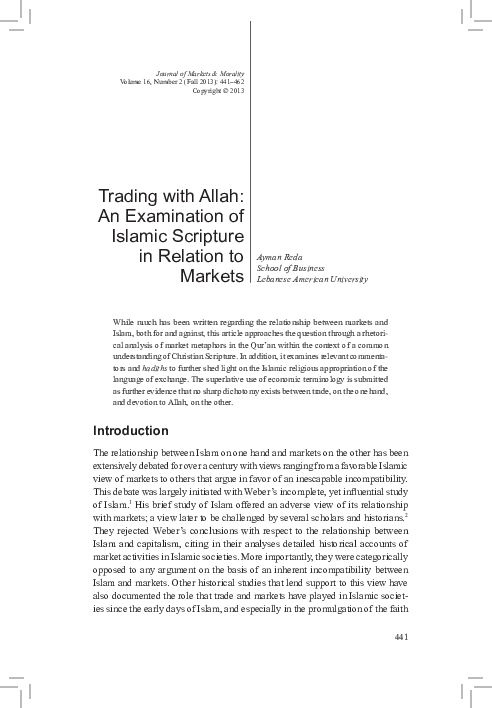 (PDF) Trading with Allah: An Examination of Islamic Scripture in ...