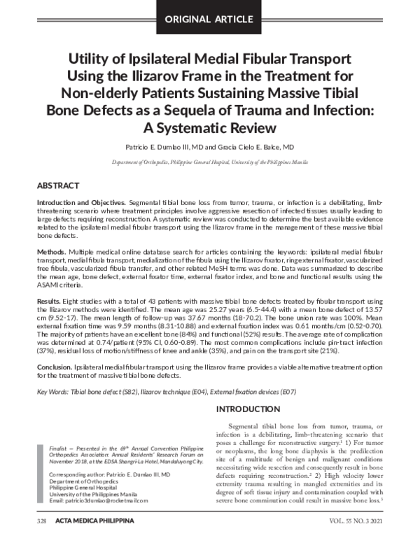 (PDF) Utility of Ipsilateral Medial Fibular Transport Using the ...