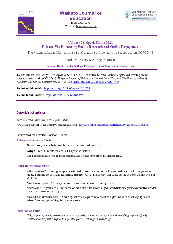 (PDF) The virtual faikava: Maintaining vā and creating online learning ...