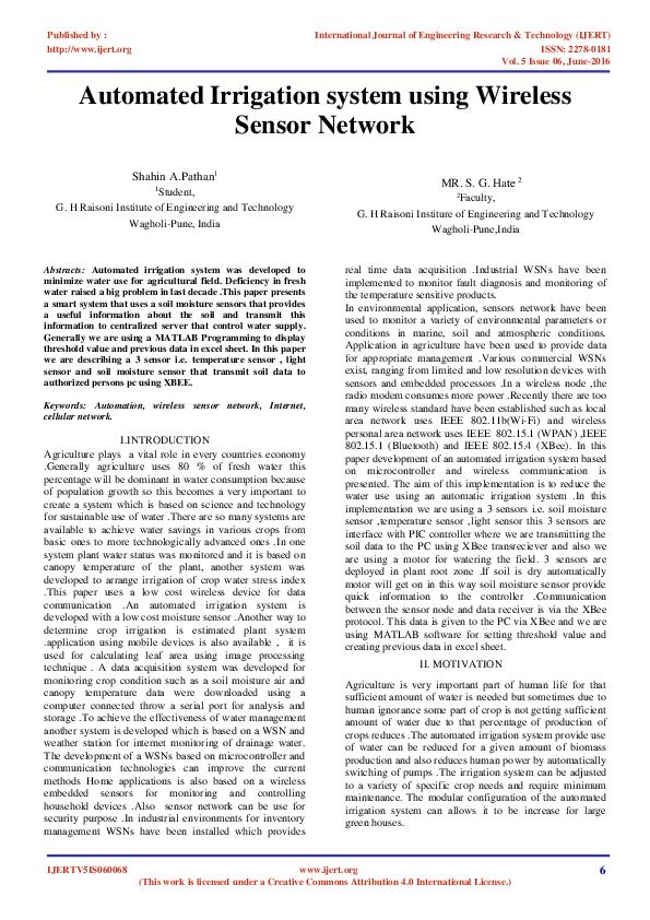 (PDF) Automated irrigation system using a wireless sensor network and GPRS module