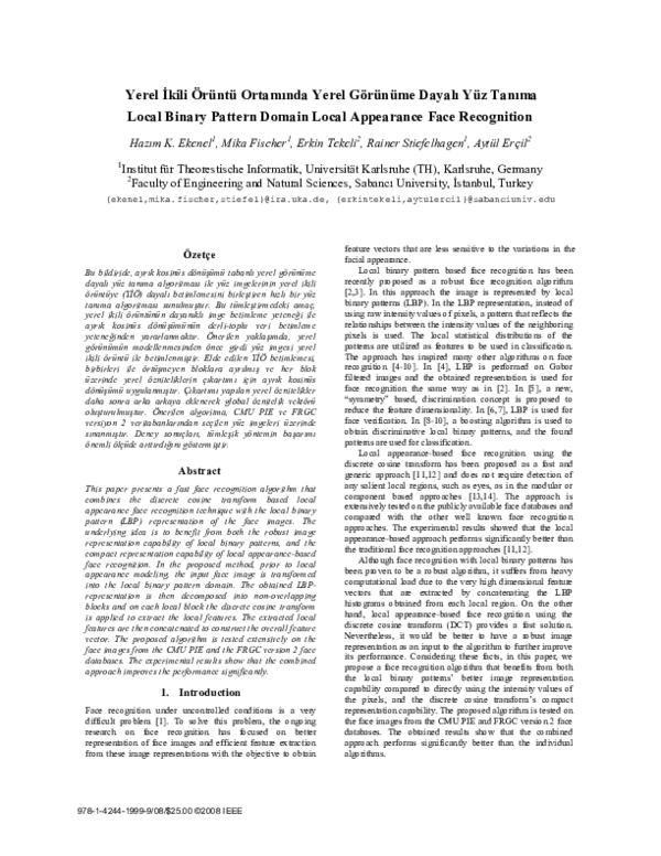 Pdf Local Binary Pattern Domain Local Appearance Face Recognition