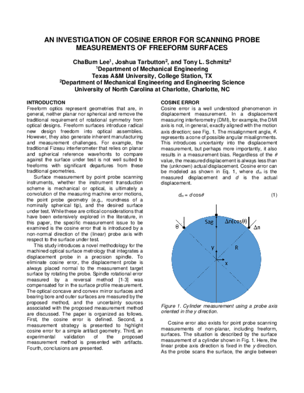 (PDF) An Investigation of Cosine Error for Scanning Probe Measurements ...