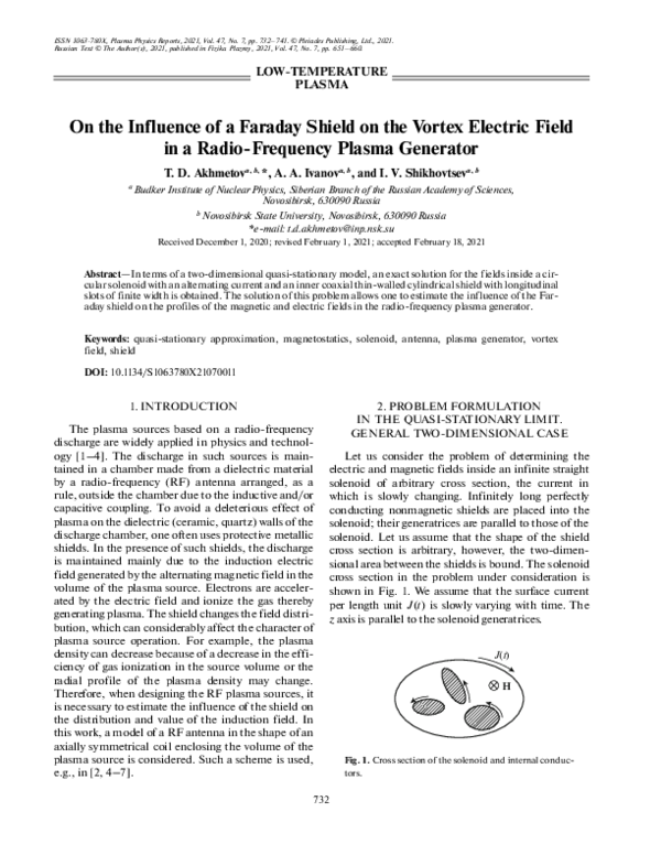 (PDF) On the Influence of a Faraday Shield on the Vortex Electric Field ...